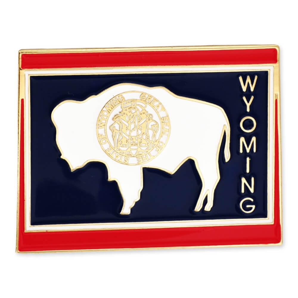PinMart Wyoming Shape Flag Enamel Pins – Gold Plated US State Lapel ...