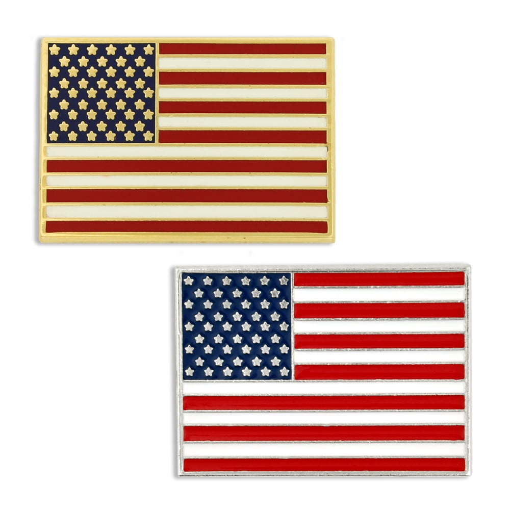 PinMart's 2 Pack Made in The USA Rectangle American Flag - Enamel Lapel ...