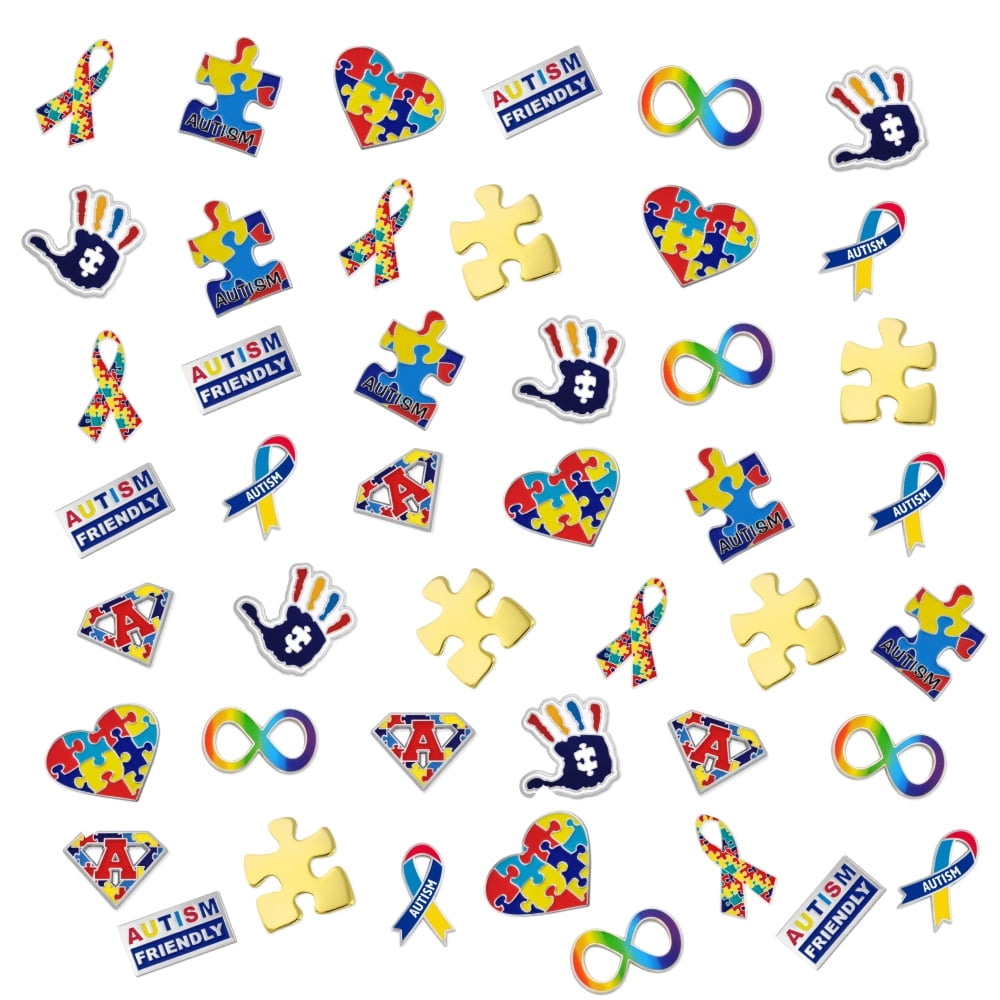 PinMart's 45 Piece Autism Awareness Bulk Enamel Pin Set - Walmart.com