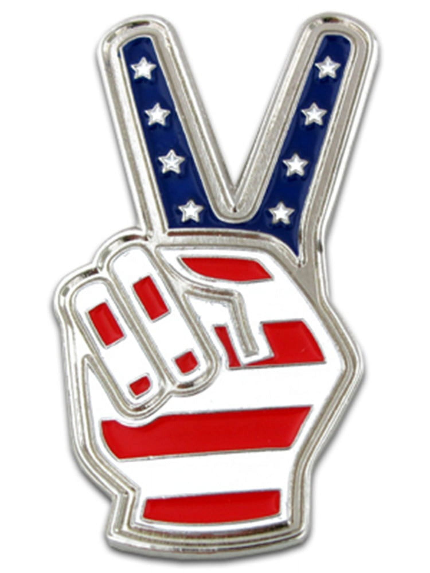 PinMart's American Flag Peace Sign Fingers Patriotic Lapel Pin ...