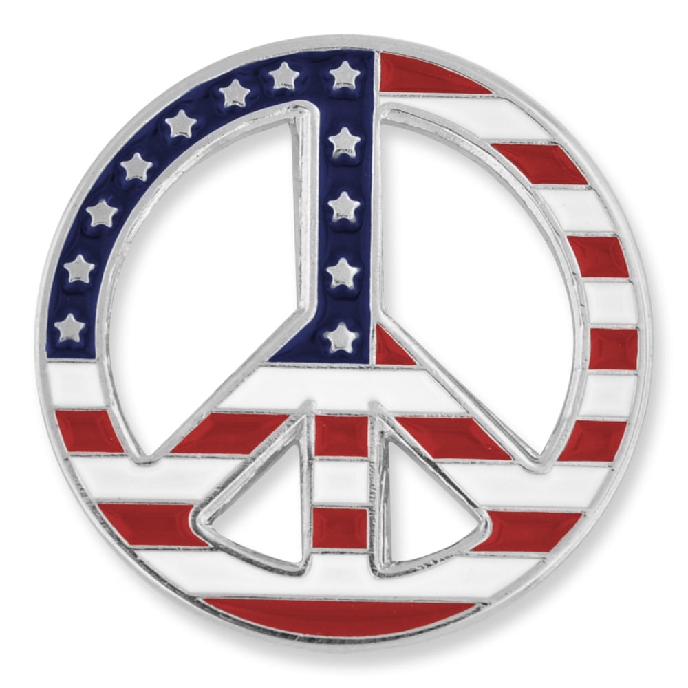 PinMart's American Flag Peace Sign Patriotic Enamel Lapel Pin - Walmart.com
