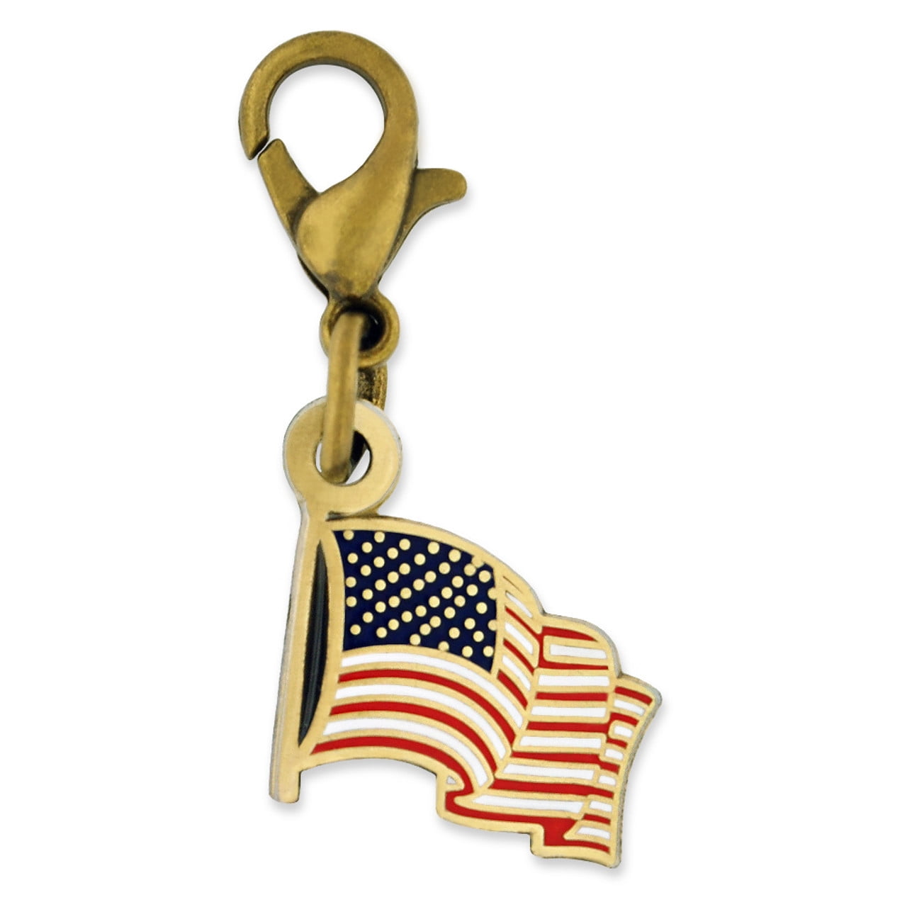 PinMart's Antique Gold and Silver Waving American Flag Patriotic Charm ...