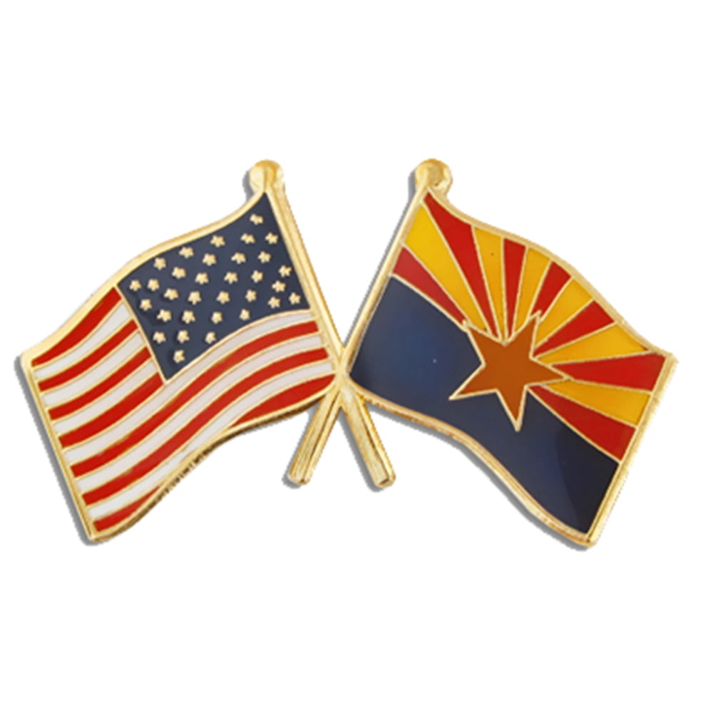 PinMart's Arizona and USA Crossed Friendship Flag Enamel Lapel Pin ...