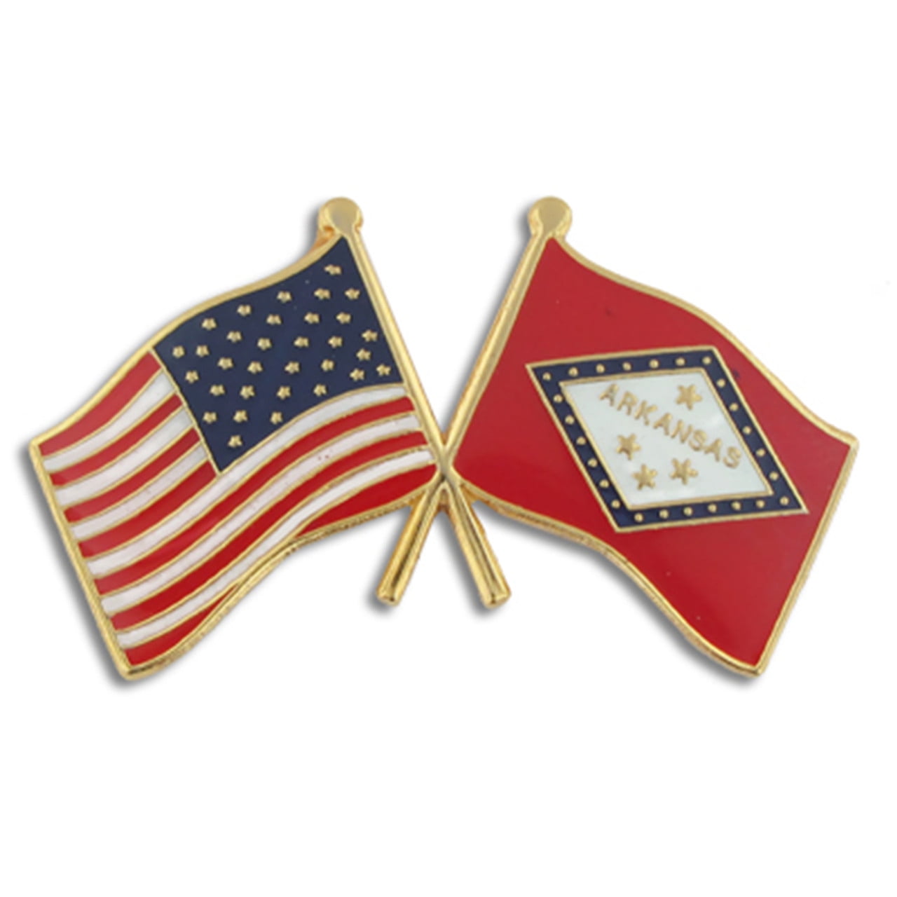 PinMart's Arkansas and USA Crossed Friendship Flag Enamel Lapel Pin ...