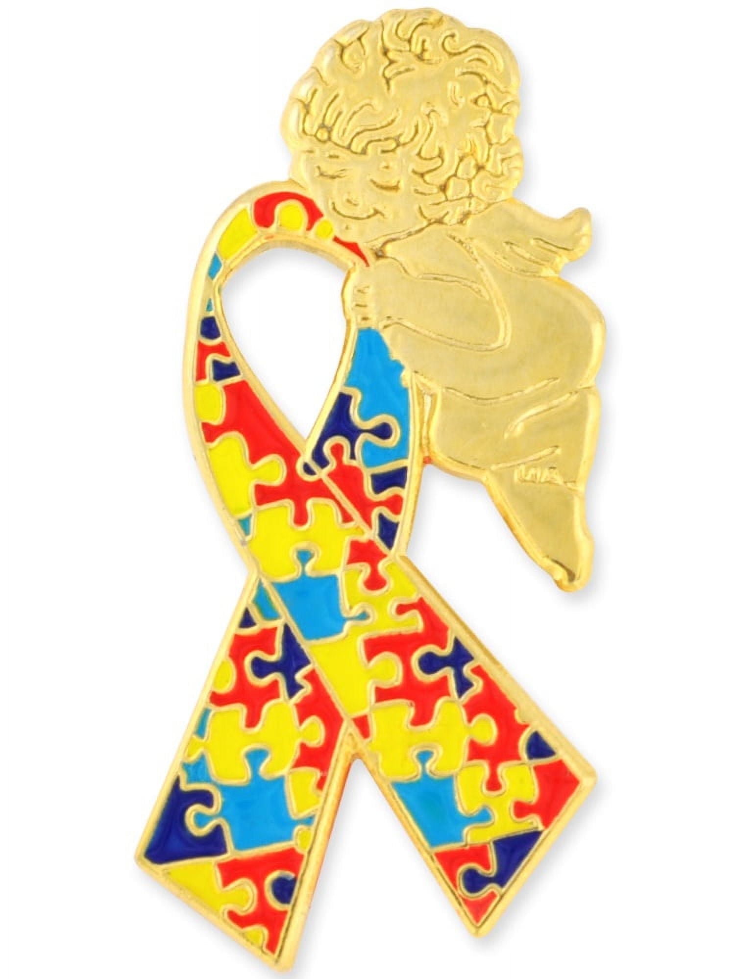 PinMart's Autism Awareness Ribbon Angel Enamel Lapel Pin - Walmart.com