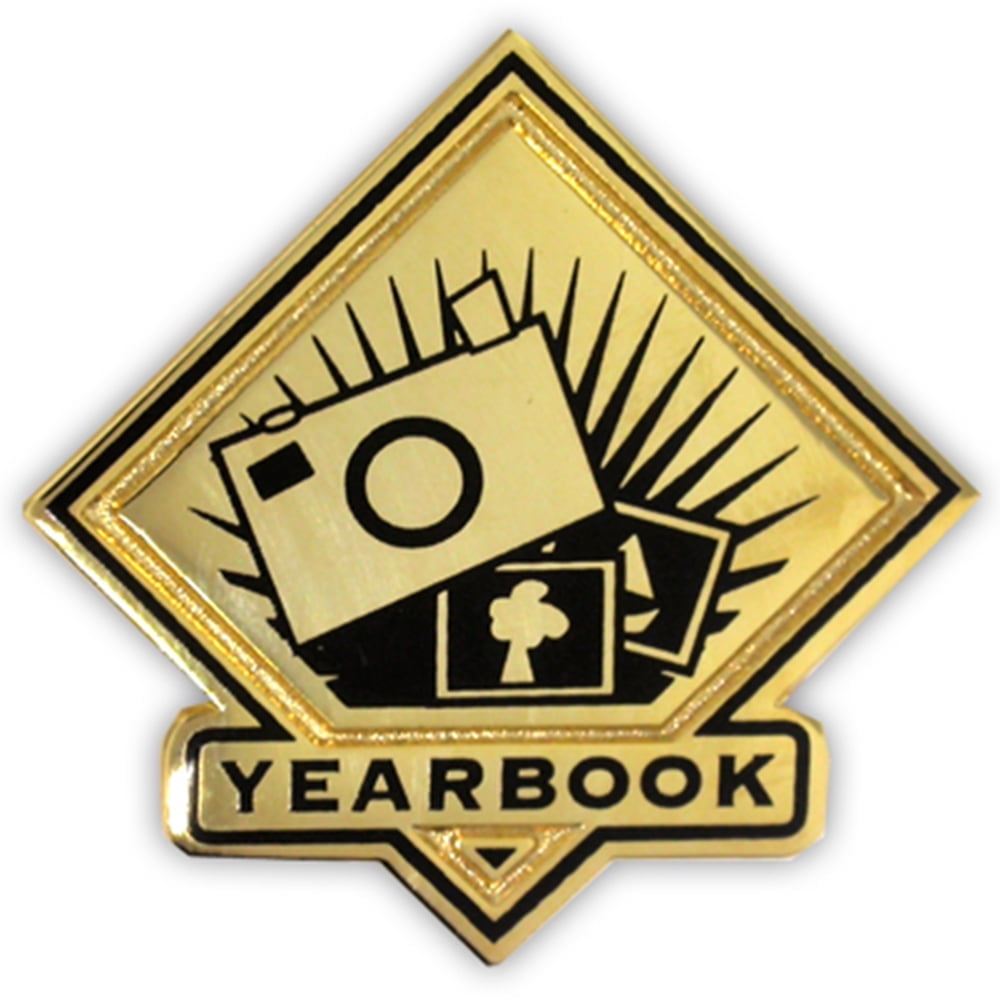 PinMart's Black and Gold Yearbook Student School Teacher Lapel Button ...