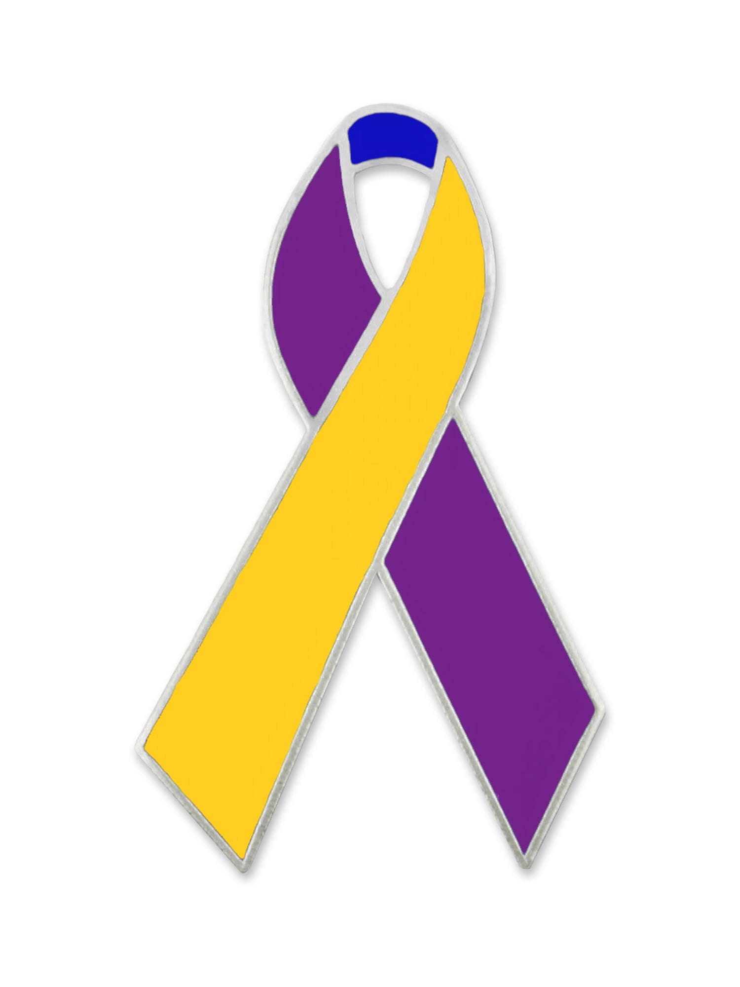 PinMart's Bladder Cancer Awareness Blue Purple and Yellow Ribbon Lapel ...