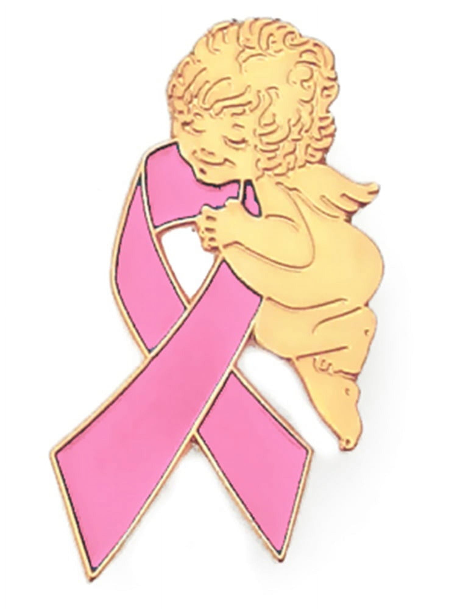 PinMart's Breast Cancer Awareness Pink Ribbon Angel Enamel Lapel Pin ...