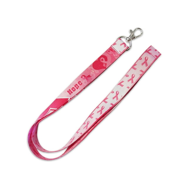 PinMart's Breast Cancer Pink Awareness Ribbon Lanyard w/ Safety Release ...