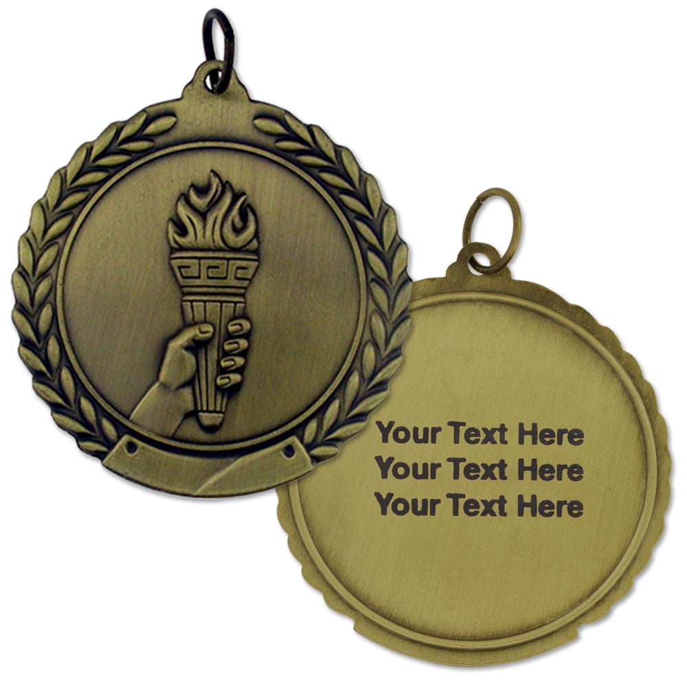 PinMart's Engravable Personalized Olympic Torch Sports Medal- Gold ...