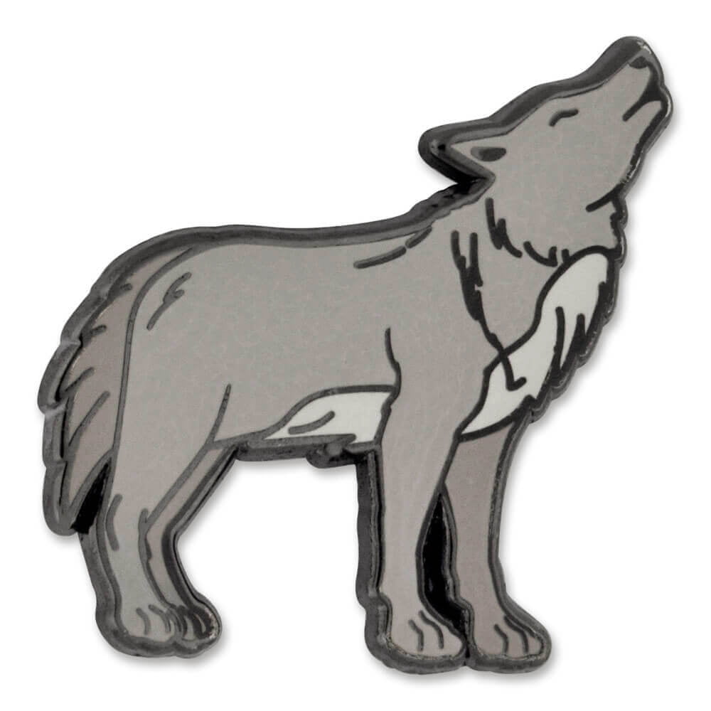 PinMart's Gray Howling Wolf Wild Animal Enamel Lapel Pin - Unisex Fun ...