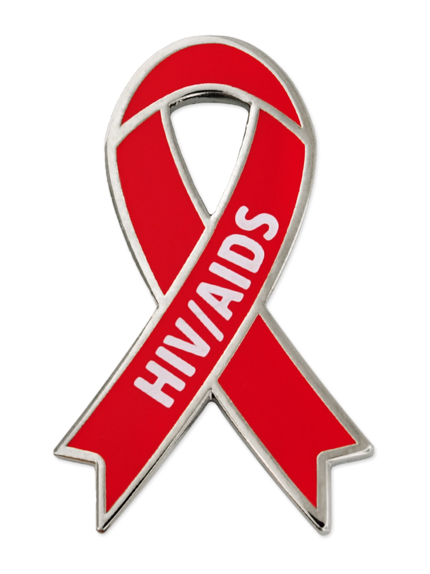 PinMart's HIV and AIDS Red Awareness Ribbon Enamel Lapel Pin - Walmart.com