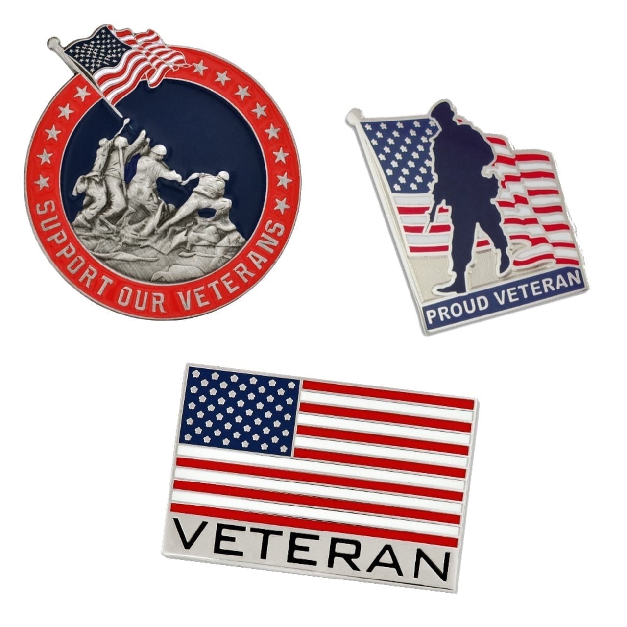 PinMart Honor Our Veterans Pin Set, Patriotic Soldier Support Gift ...