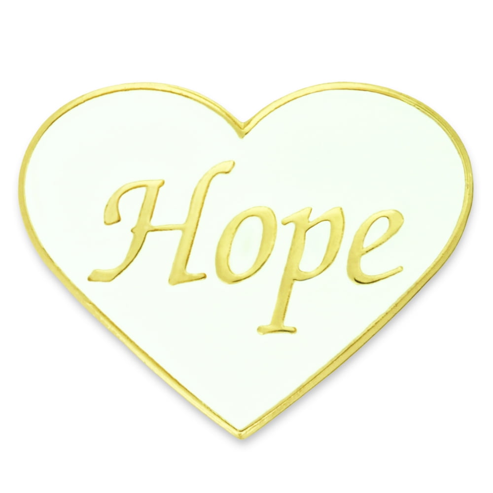 PinMart's Hope White and Gold Heart Enamel Lapel Pin - Walmart.com
