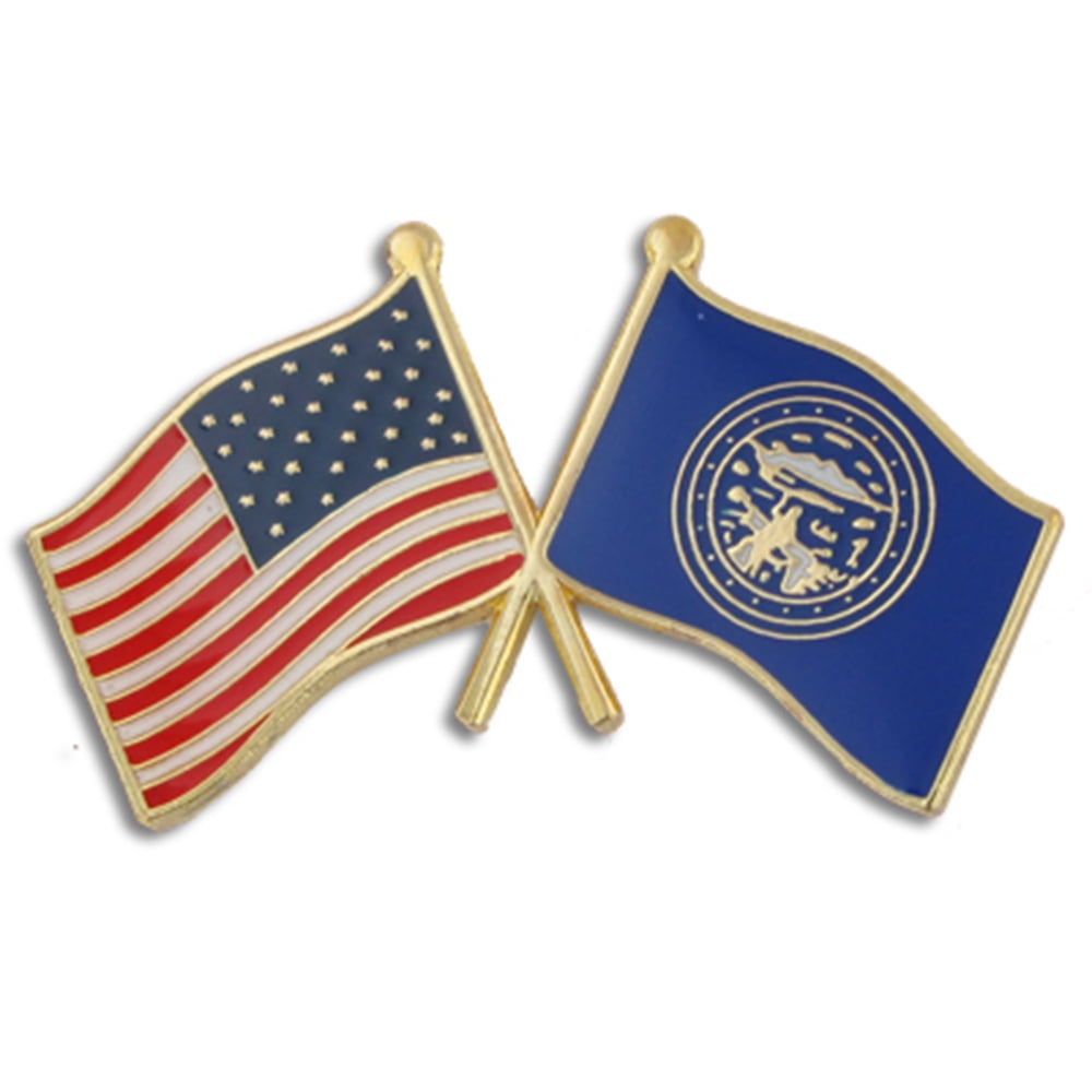 PinMart's Nebraska and USA Crossed Friendship Flag Enamel Lapel Pin ...