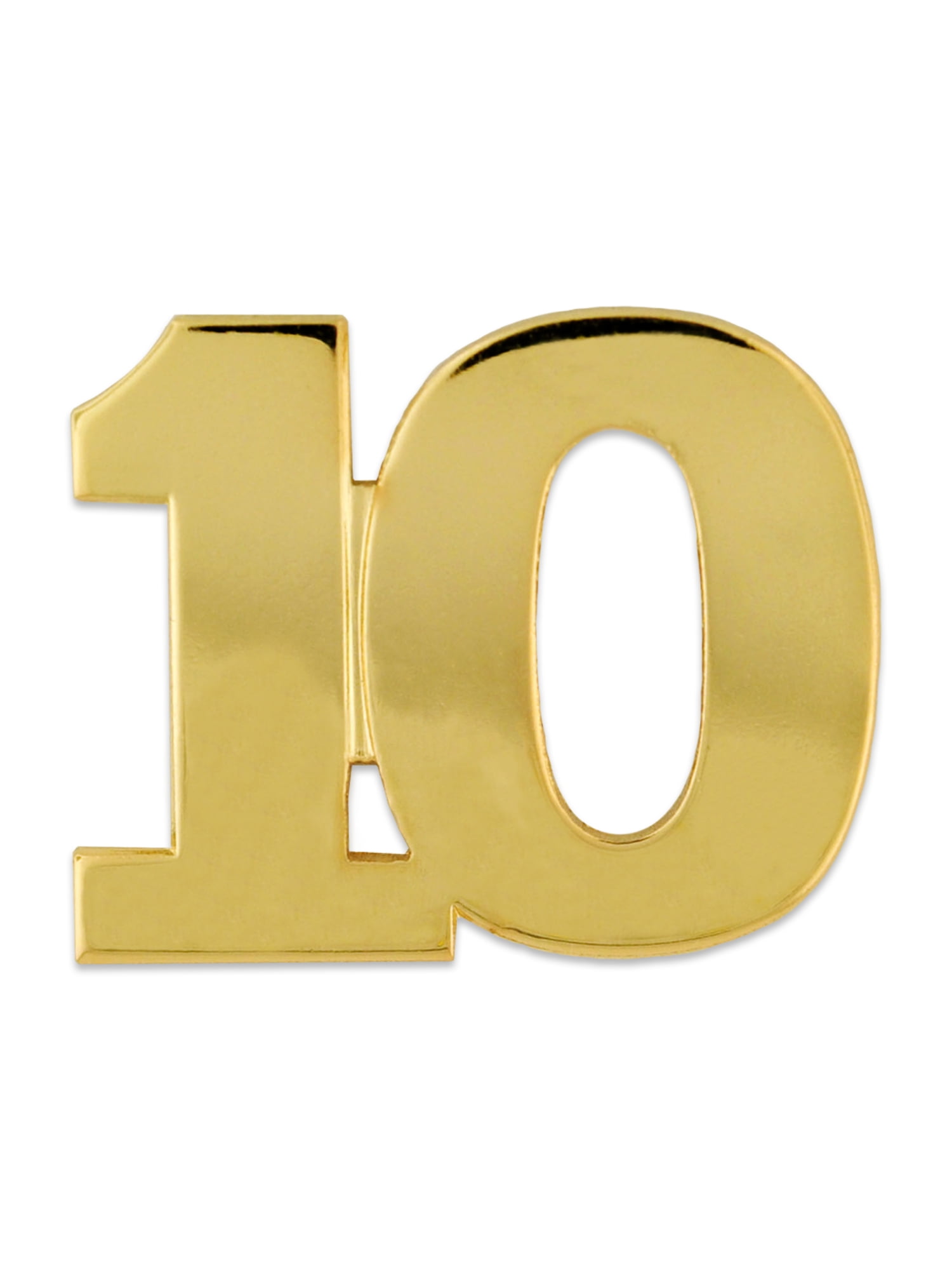 PinMart's Number 10 Ten 10th Anniversary Shiny Gold Lapel Pin - Walmart.com