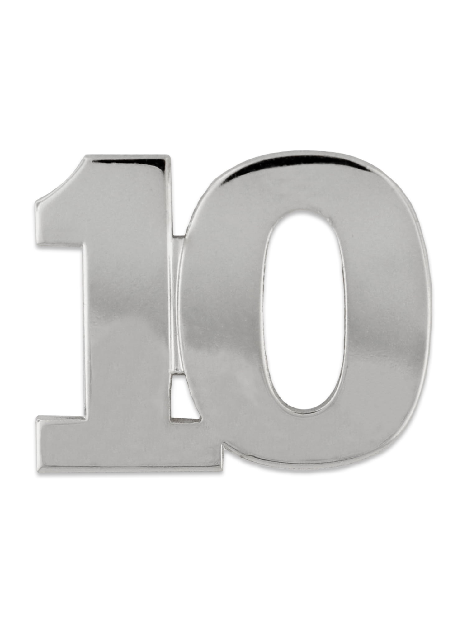 PinMart's Number 10 Ten 10th Anniversary Shiny Silver Lapel Pin ...