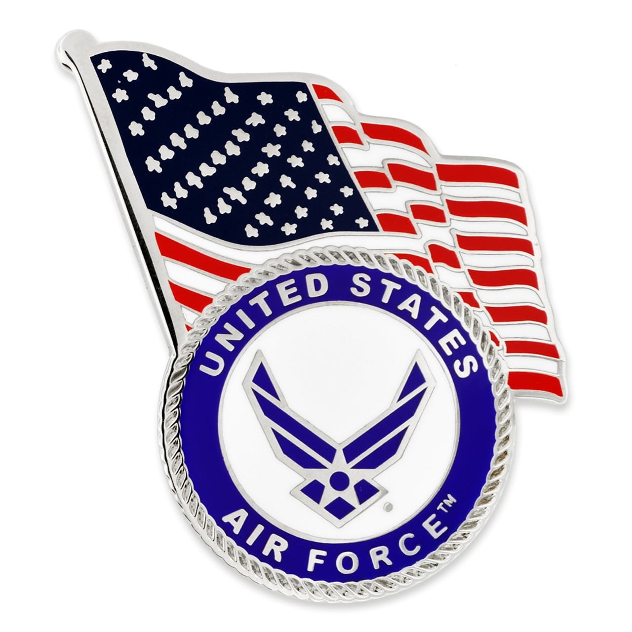 PinMart's Officially Licensed U.S. Air Force Emblem & USA Flag Pin ...