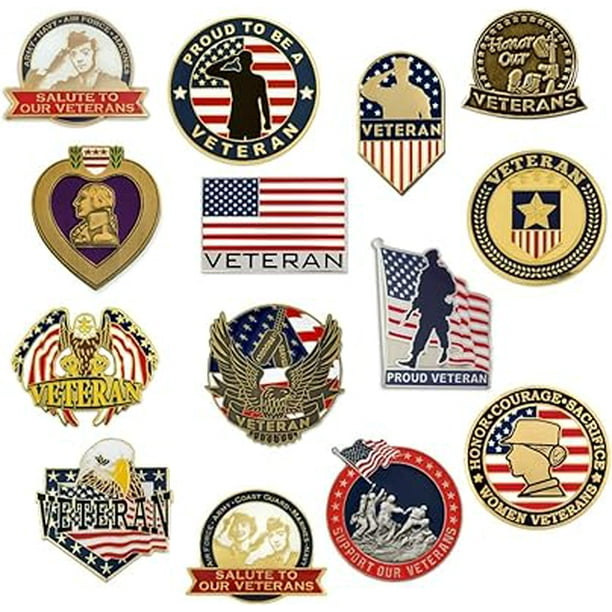 PinMart's Patriotic Military American Veteran Enamel Lapel Pin Set ...