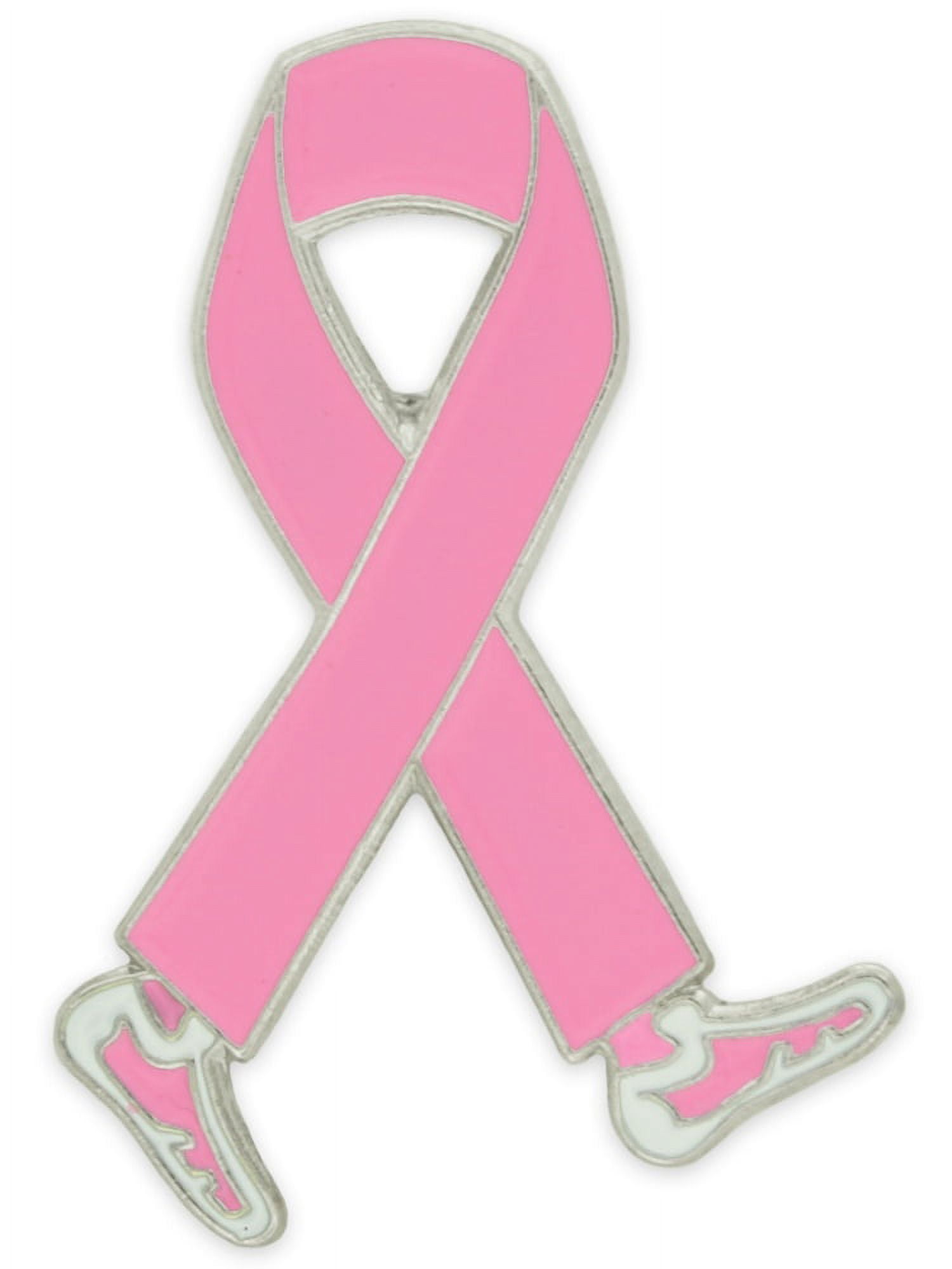 PinMart's Pink Awareness Ribbon Breast Cancer Walk Enamel Lapel Pin ...
