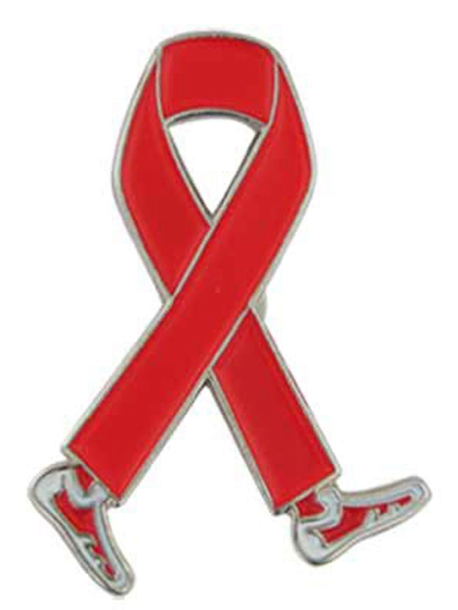 PinMart's Red Awareness Ribbon Walk Fundraiser Enamel Lapel Enamel ...