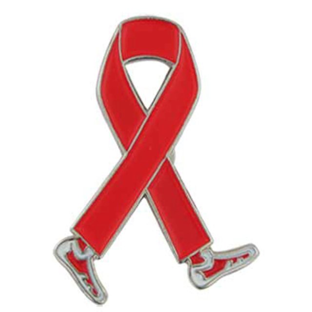 PinMart's Red Awareness Ribbon Walk Fundraiser Enamel Lapel Enamel ...
