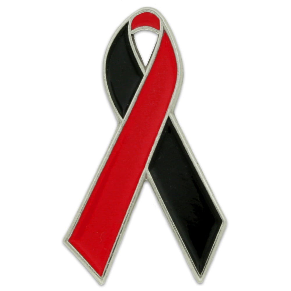 PinMart's Red and Black Awareness Ribbon Enamel Lapel Pin - Walmart.com