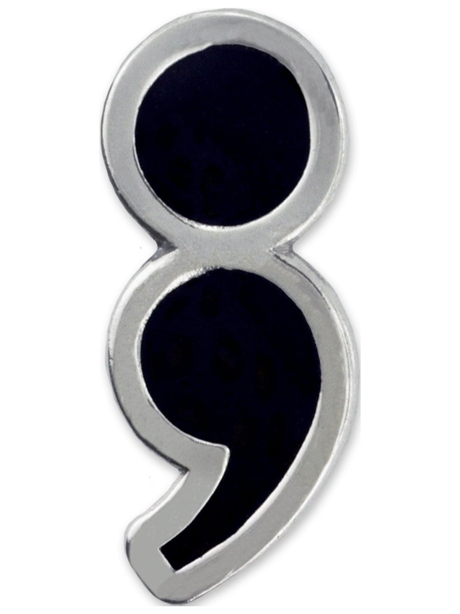 PinMart's Semicolon Mental Health Awareness Pin â Silver Plated Black ...