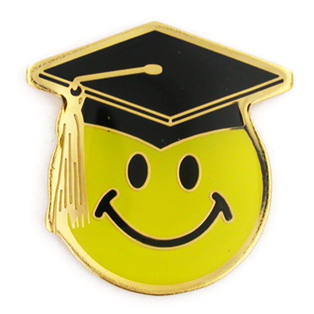 PinMart's Smiley Face with Graduation Cap School Lapel Pin, 50 Pack of ...