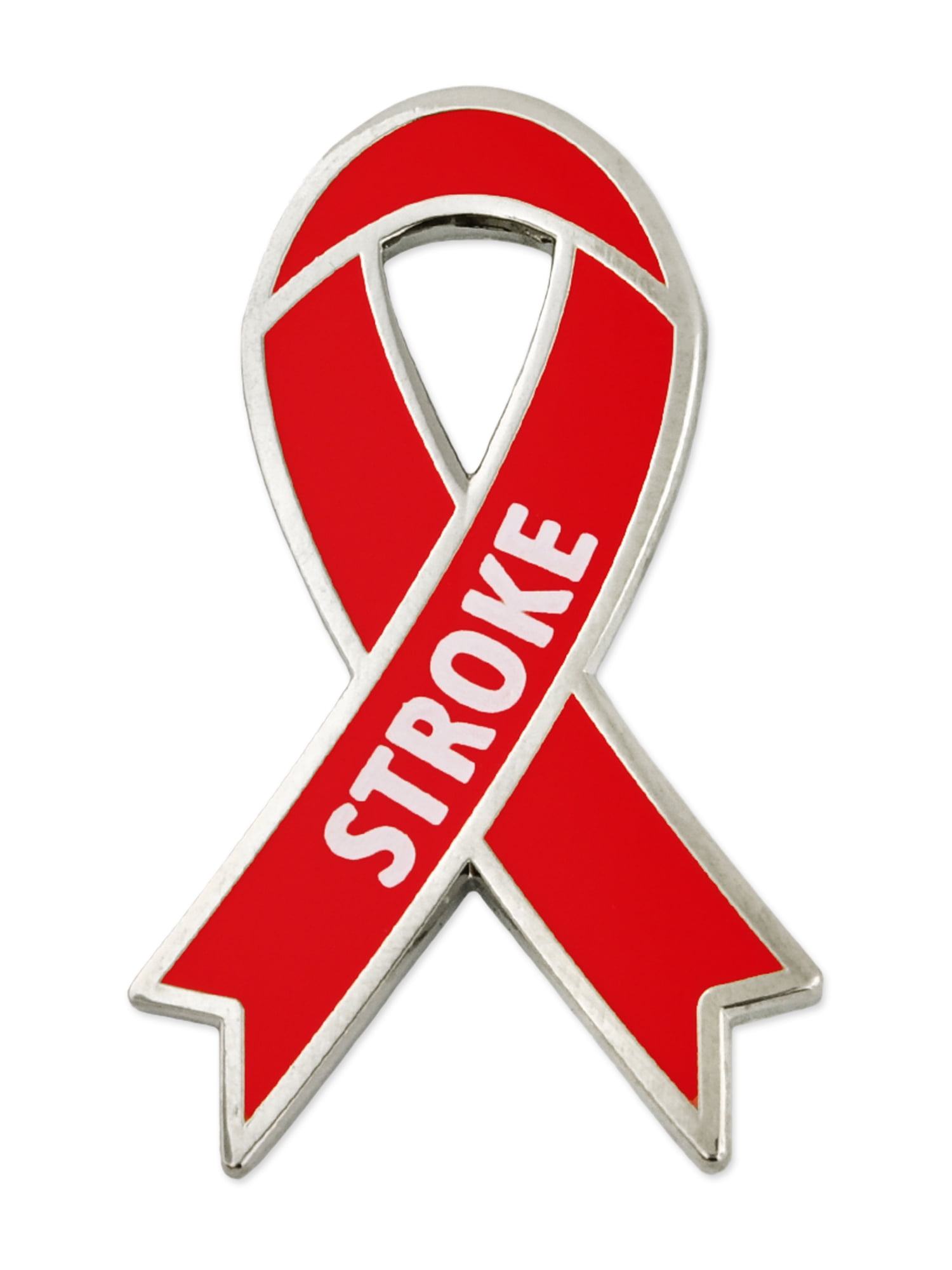 PinMart's Stroke Red Awareness Ribbon Enamel Lapel Pin - Walmart.com