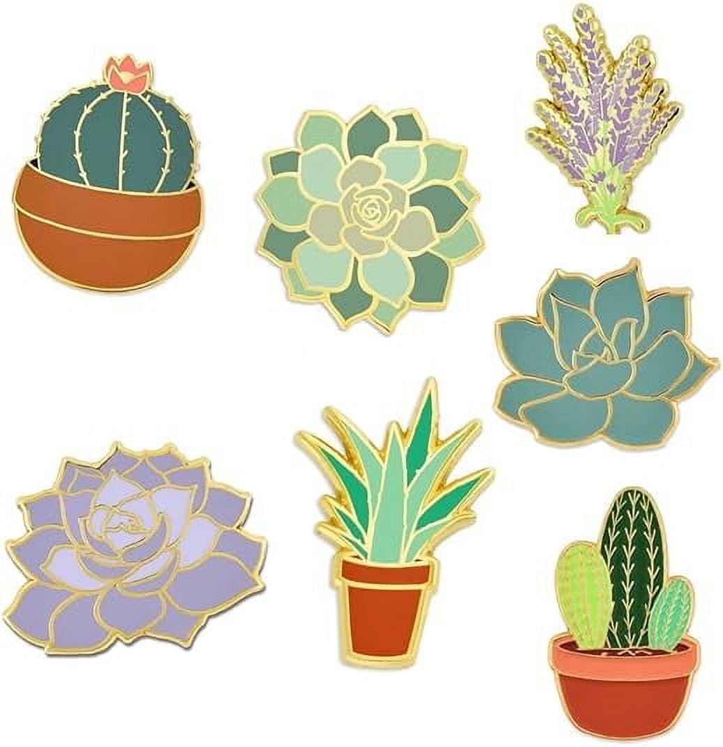 PinMart's Succulent Cactus Flower Enamel Lapel Pin Set - Walmart.com