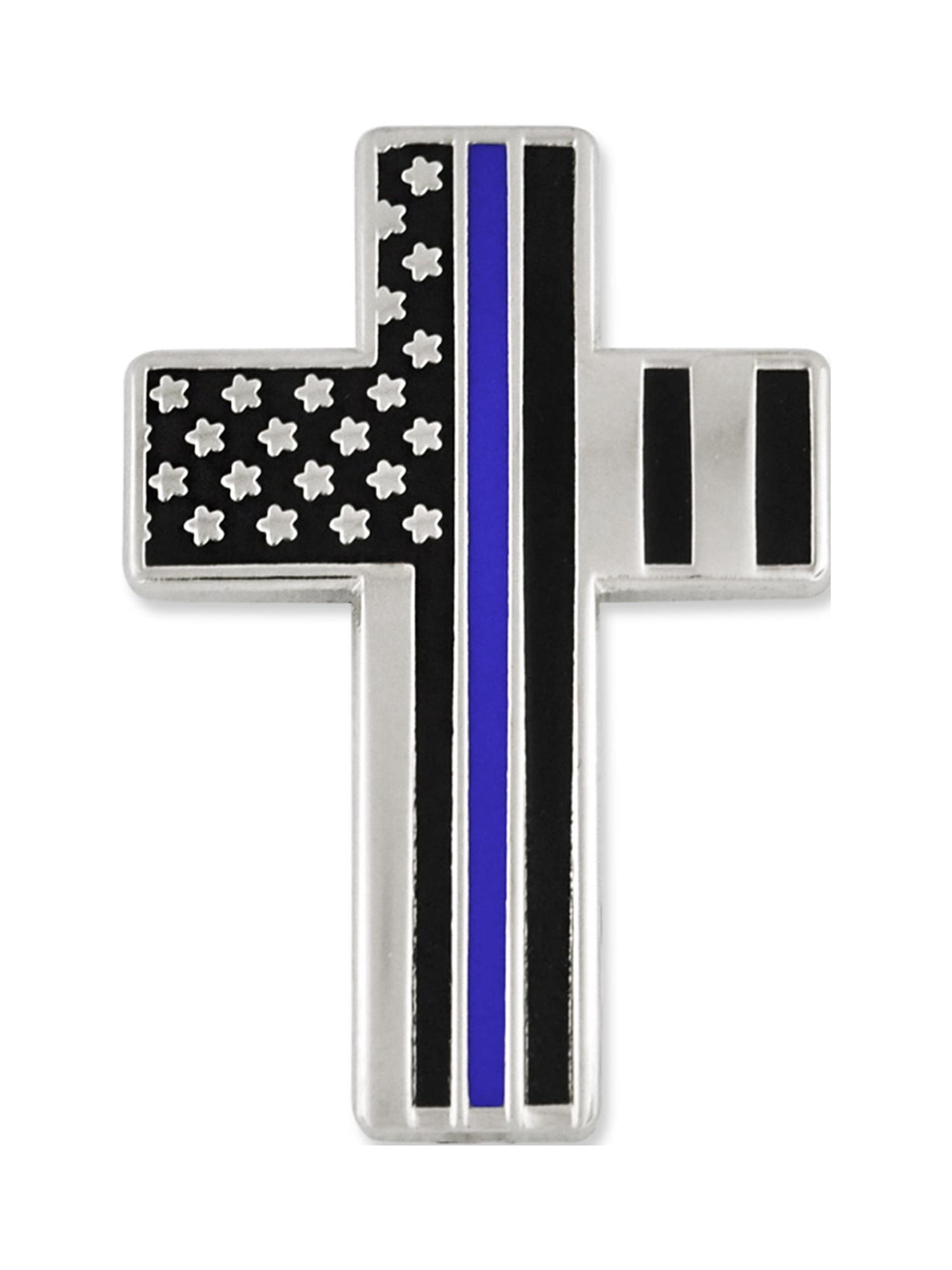 PinMart's Thin Blue Line American Flag Cross Police Officer Enamel ...