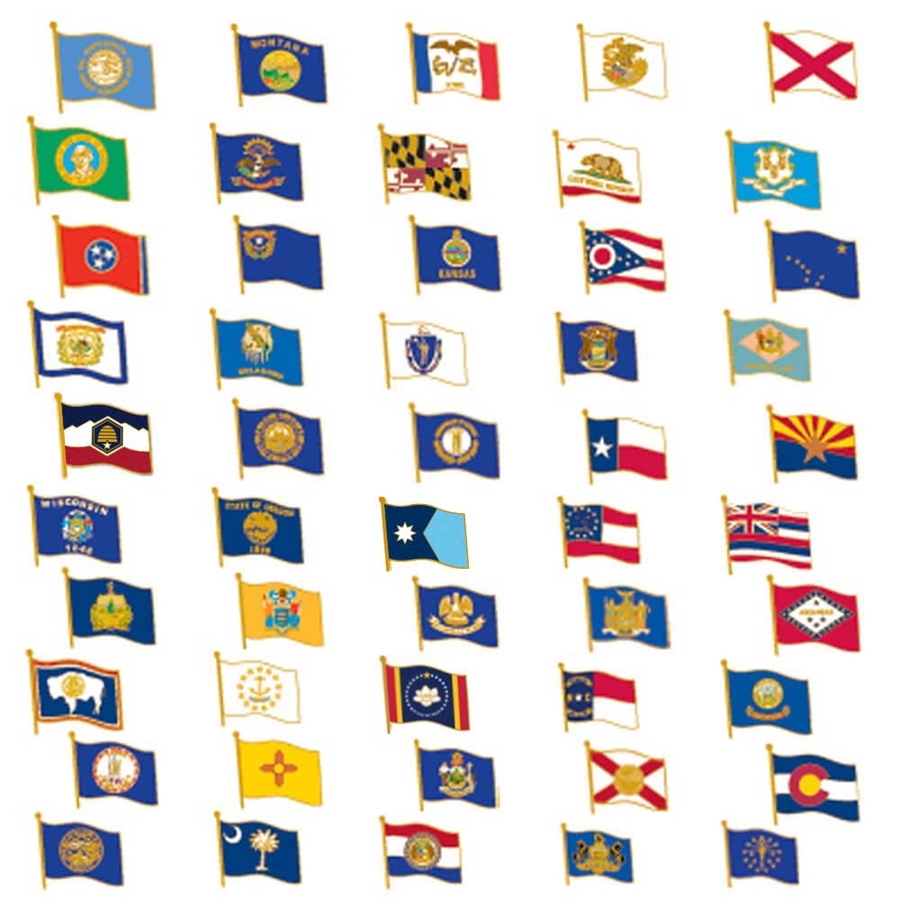 PinMart's US State Flag Pin Collection Pack of 50 Enamel Lapel Pins ...