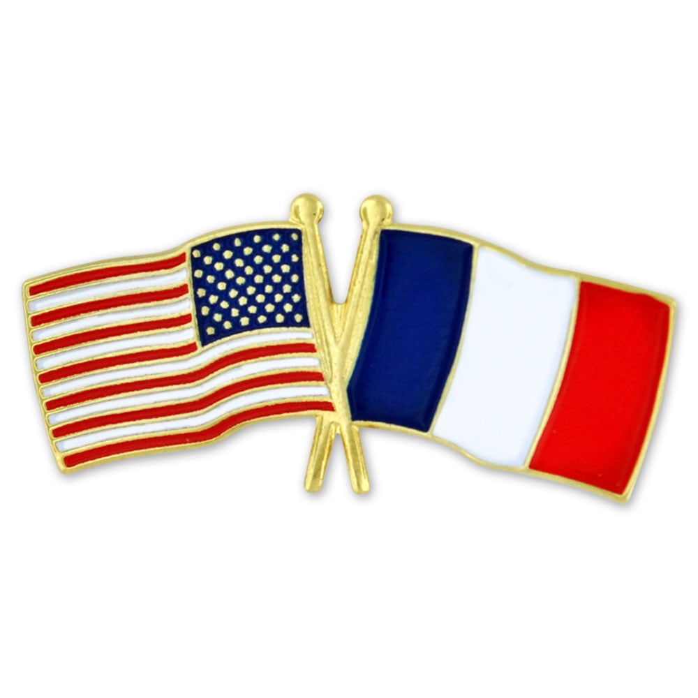 PinMart's USA and France Crossed Friendship Flag Enamel Lapel Pin ...