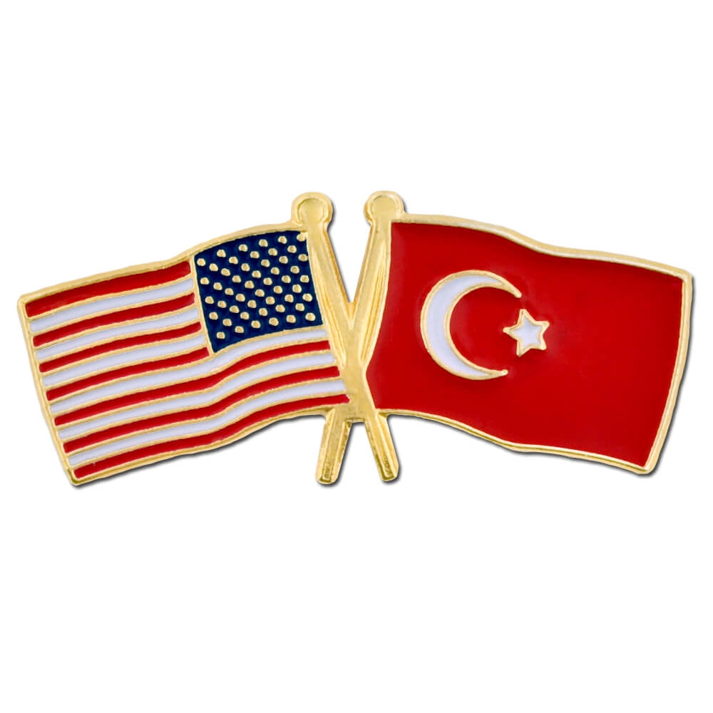 PinMart's USA and Turkey Crossed Friendship Flag Enamel Lapel Pin ...