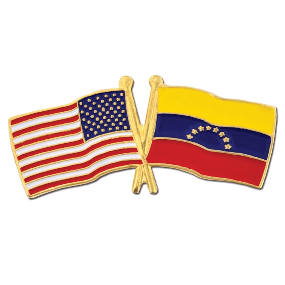 PinMart's USA and Venezuela Crossed Friendship Flag Enamel Lapel Pin ...