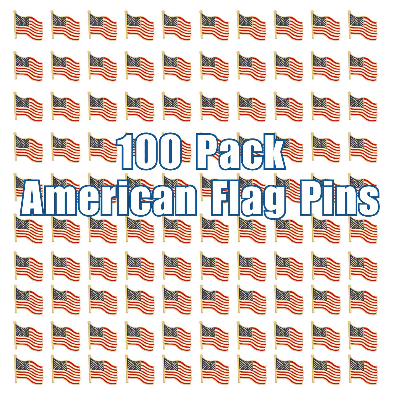 PinMart's Waving American Flag Patriotic Enamel Lapel Pins - 100 Pack ...