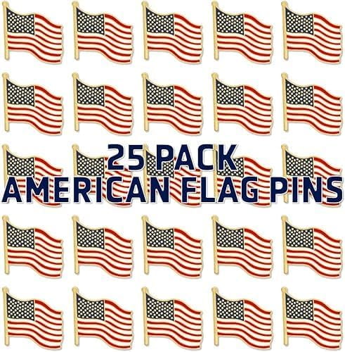 PinMart's Waving American Flag Patriotic Enamel Lapel Pins - 25 Pack of ...