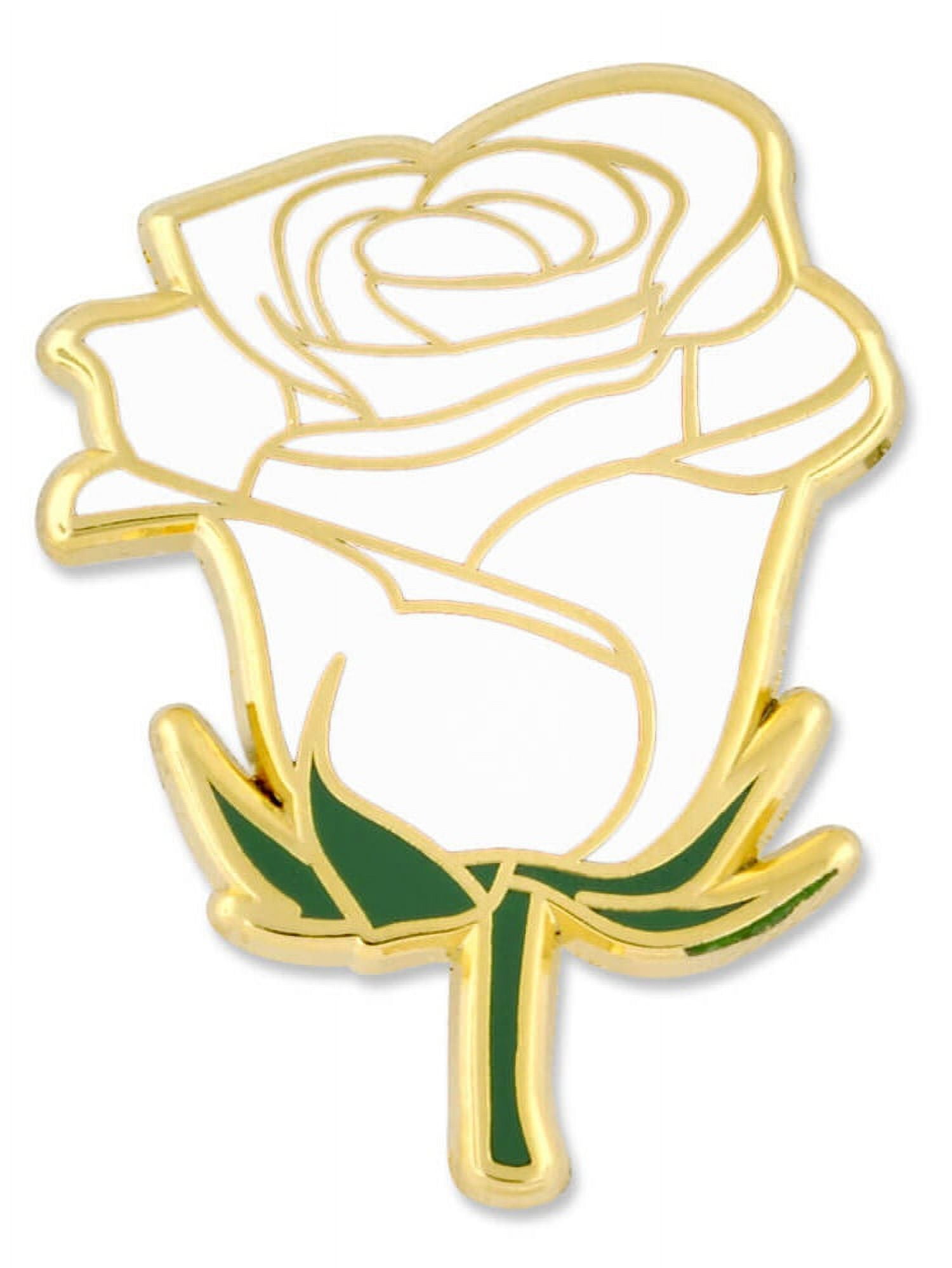 PinMart's White Rose Flower Boutineer Trendy Enamel Lapel Pin - Walmart.com