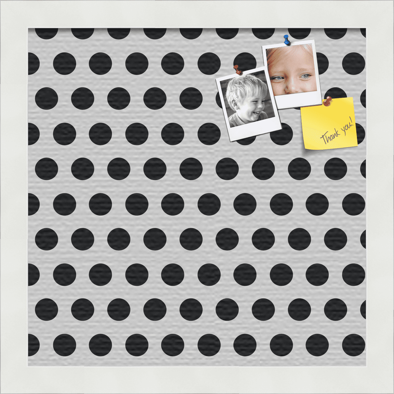 PinPix 12x12 Custom Cork Bulletin Board Black Polka Dot Poster Board ...