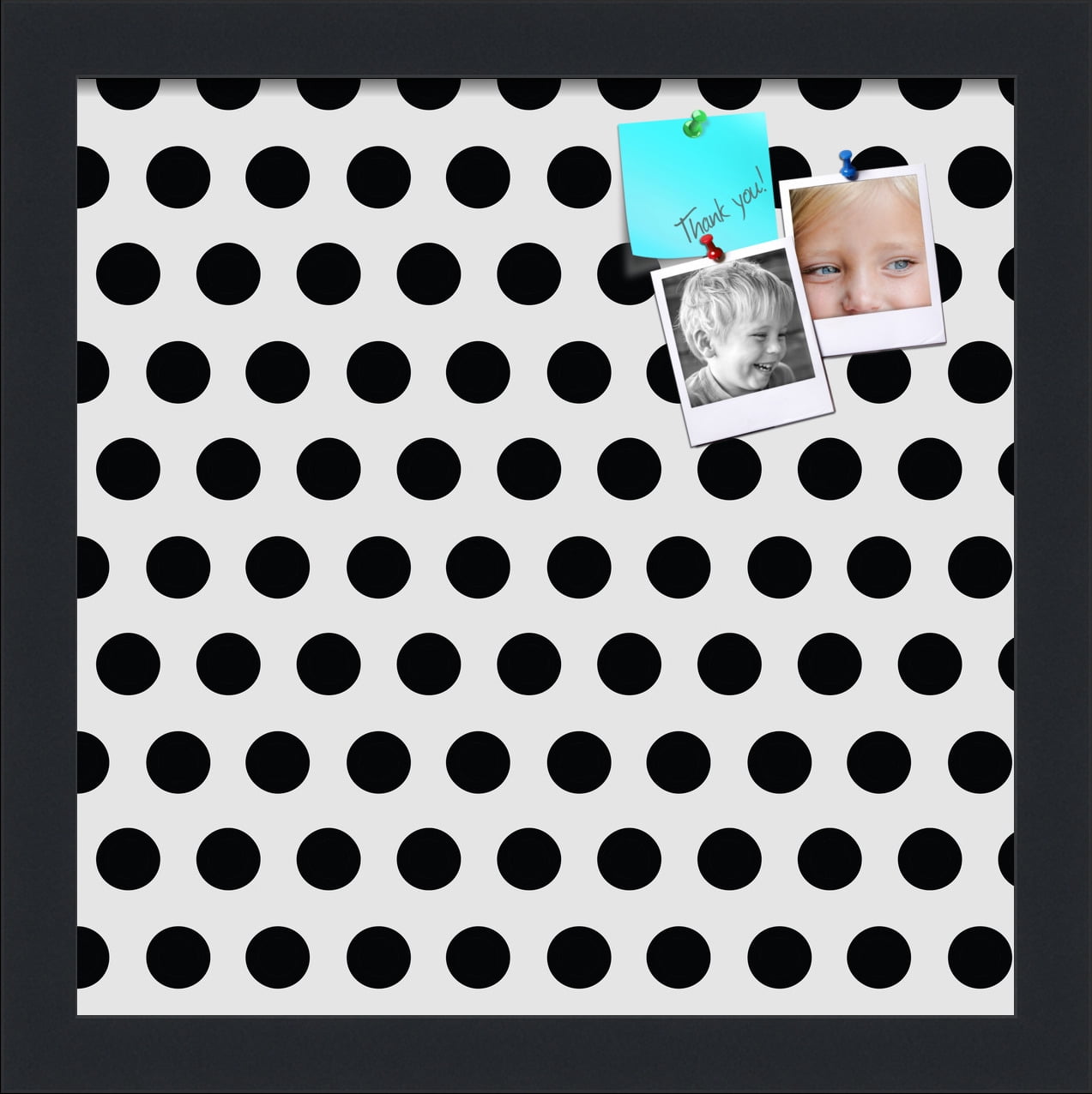 PinPix 12x12 Custom Cork Bulletin Board Black Polka Dot Poster Board ...