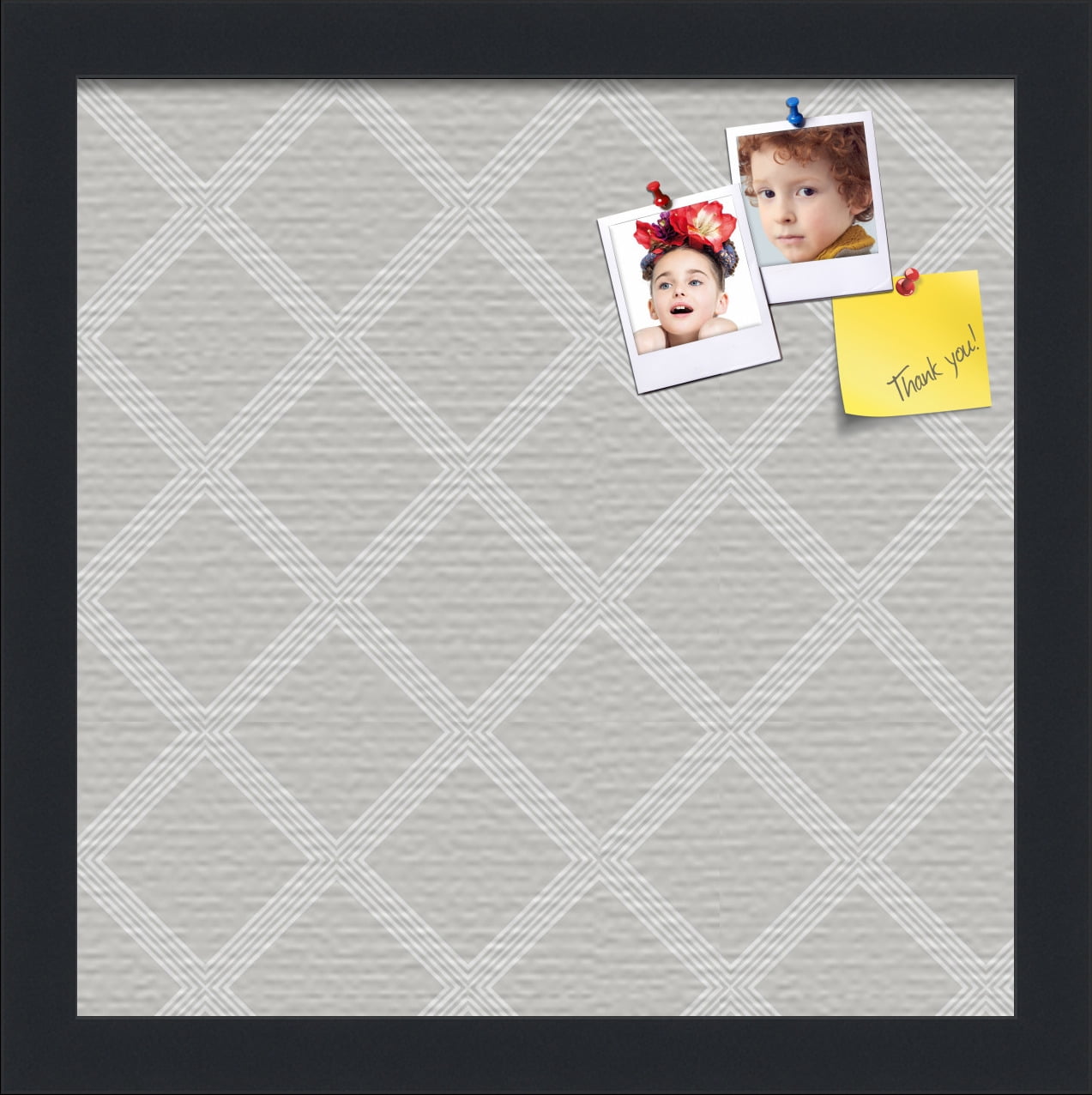 PinPix 12x12 Custom Cork Bulletin Board Diamond Modern Pattern Grey ...