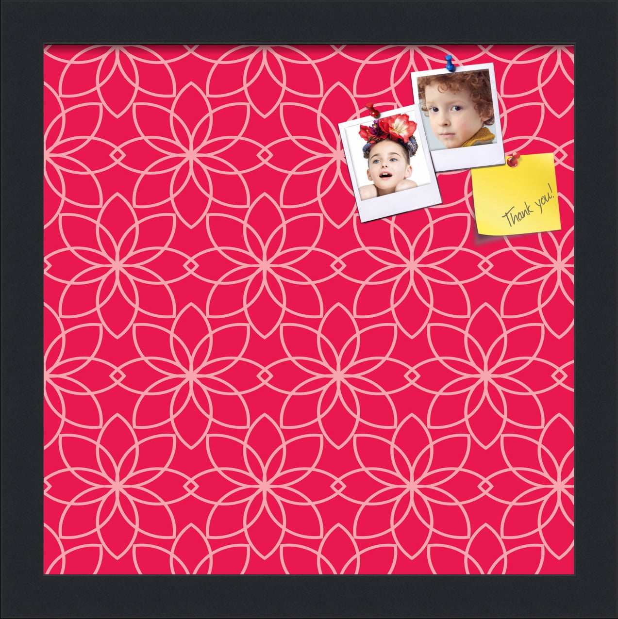 PinPix 12x12 Custom Cork Bulletin Board Floral Hot Pink Poster Board ...