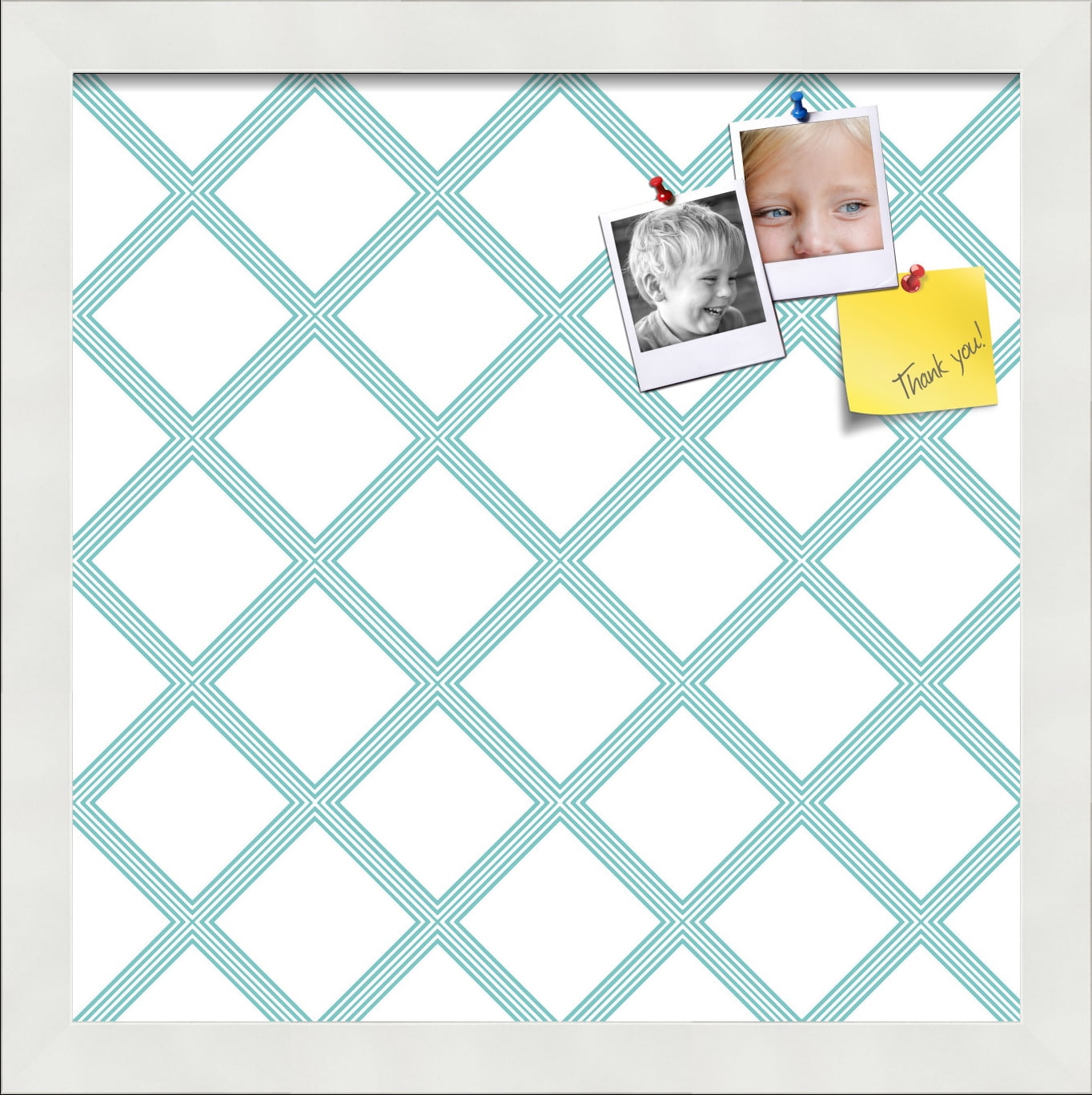 PinPix 13x13 Custom Cork Bulletin Board Diamond Modern Pattern Aqua ...