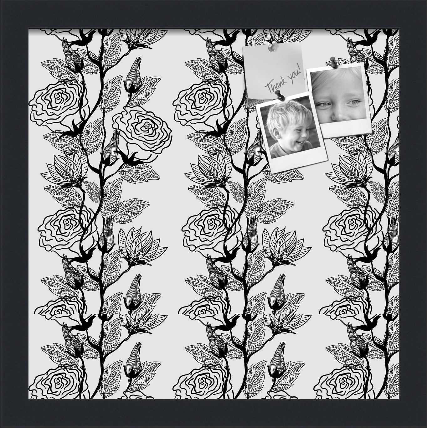 PinPix 13x13 Custom Cork Bulletin Board Floral Design Continuous Roses ...