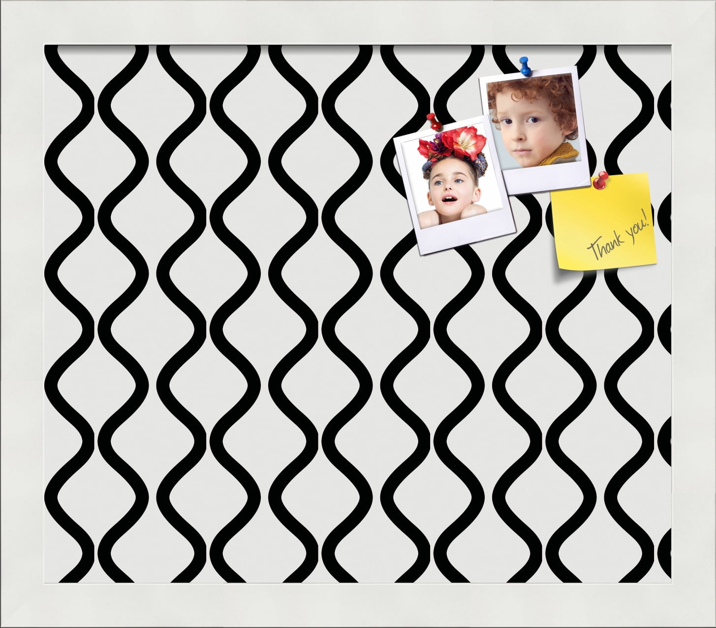 PinPix 14x12 Custom Cork Bulletin Board Black And White Waves Poster ...