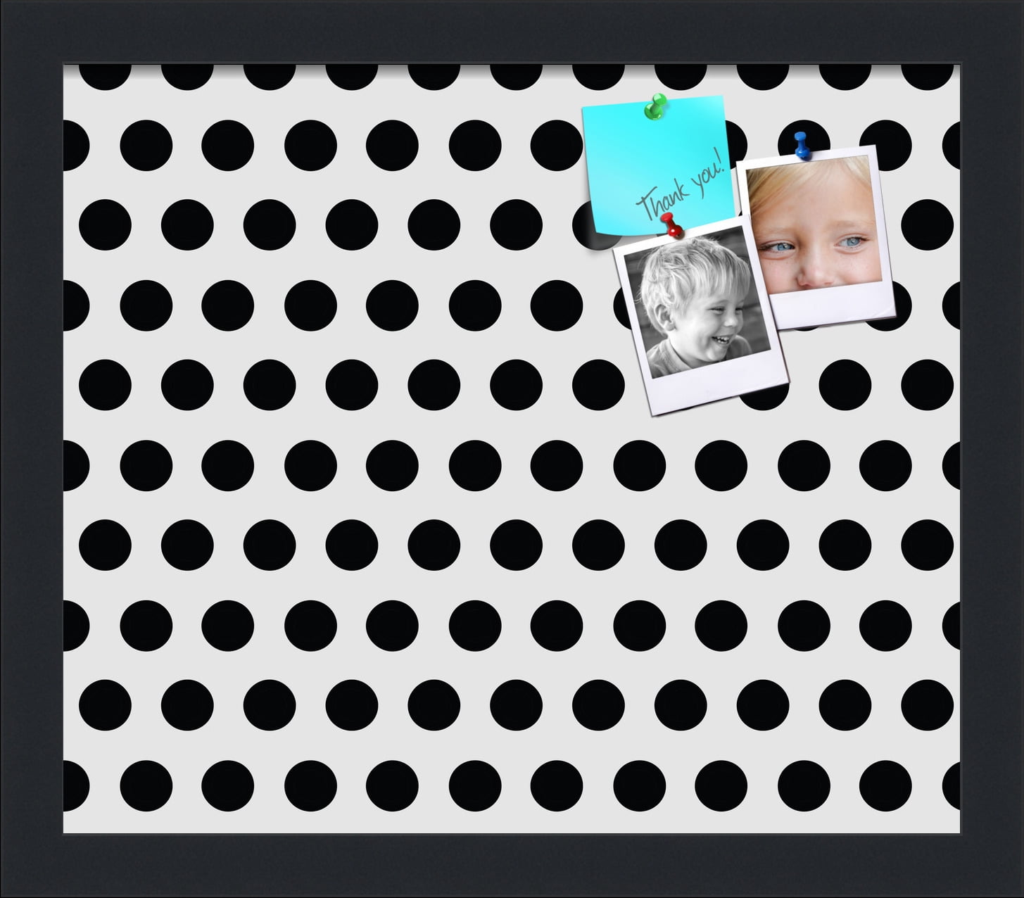 PinPix 14x12 Custom Cork Bulletin Board Black Polka Dot Poster Board ...