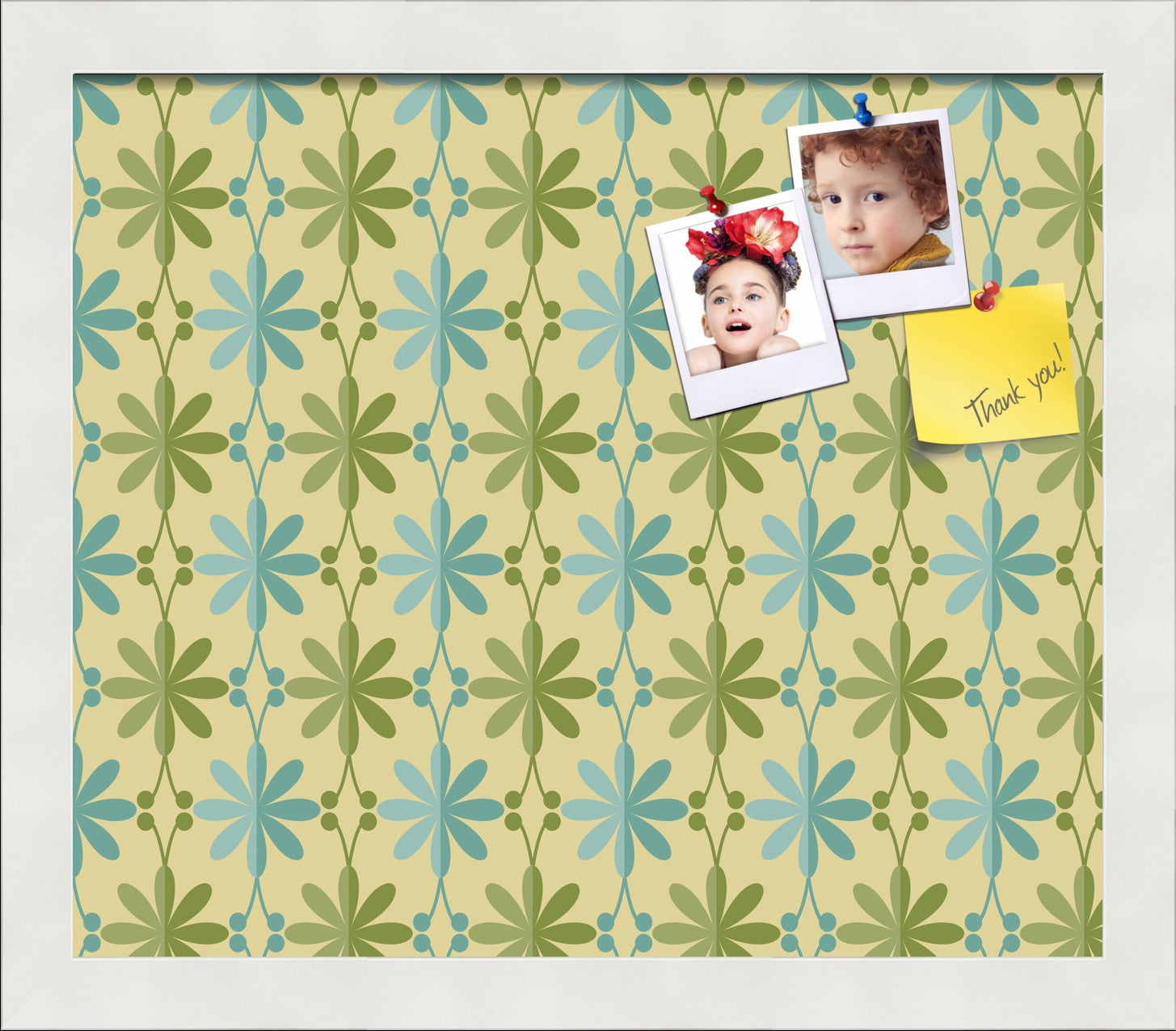 PinPix 14x12 Custom Cork Bulletin Board Floral Blue And Green Poster ...