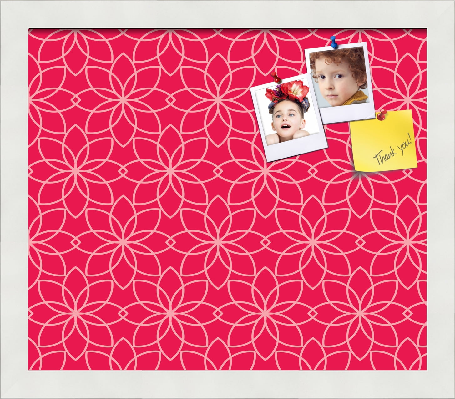 PinPix 14x12 Custom Cork Bulletin Board Floral Hot Pink Poster Board ...