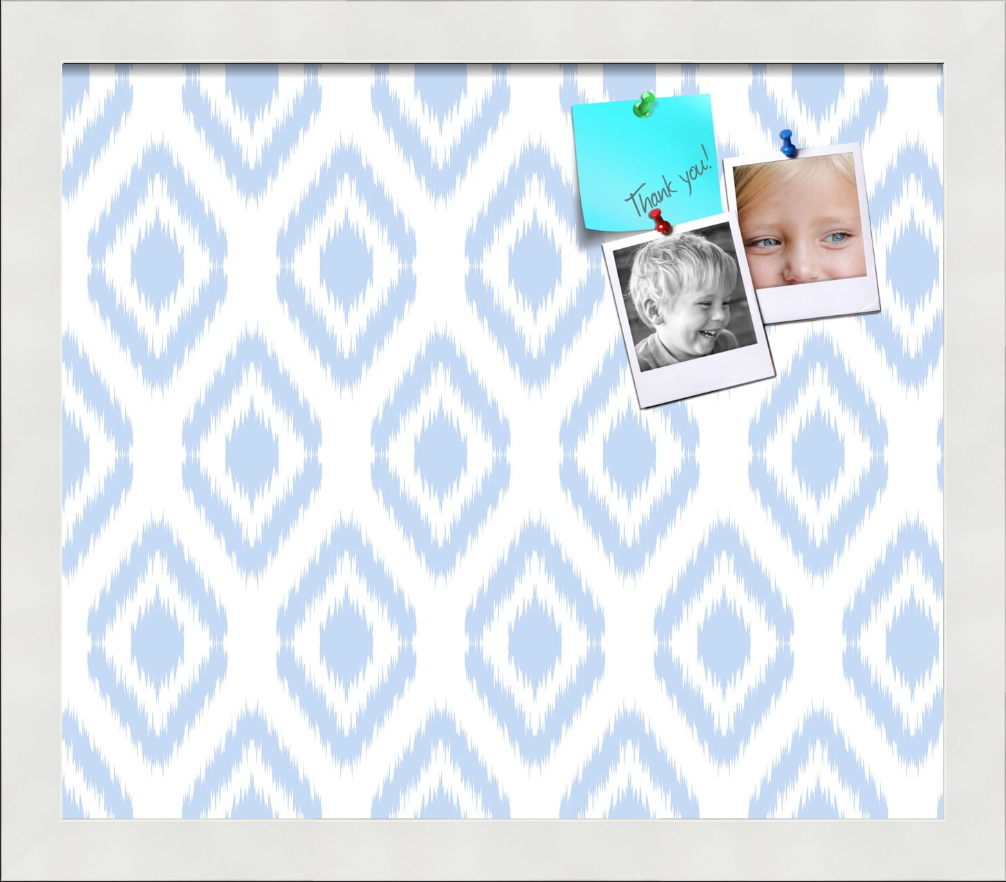 PinPix 14x12 Custom Cork Bulletin Board Ikat Light Blue Poster Board ...